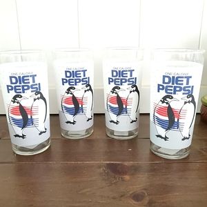 Pepsi | Kitchen | Vintage Diet Pepsi 4 Penguin Drinking Glasses | Poshmark